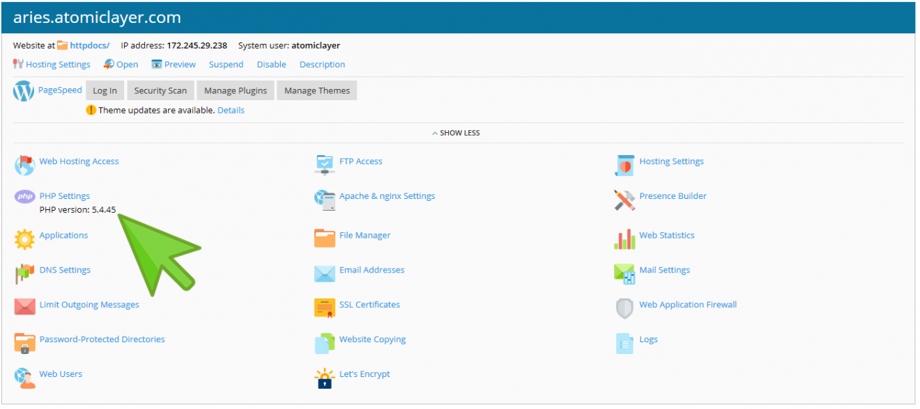 Change PHP version Plesk